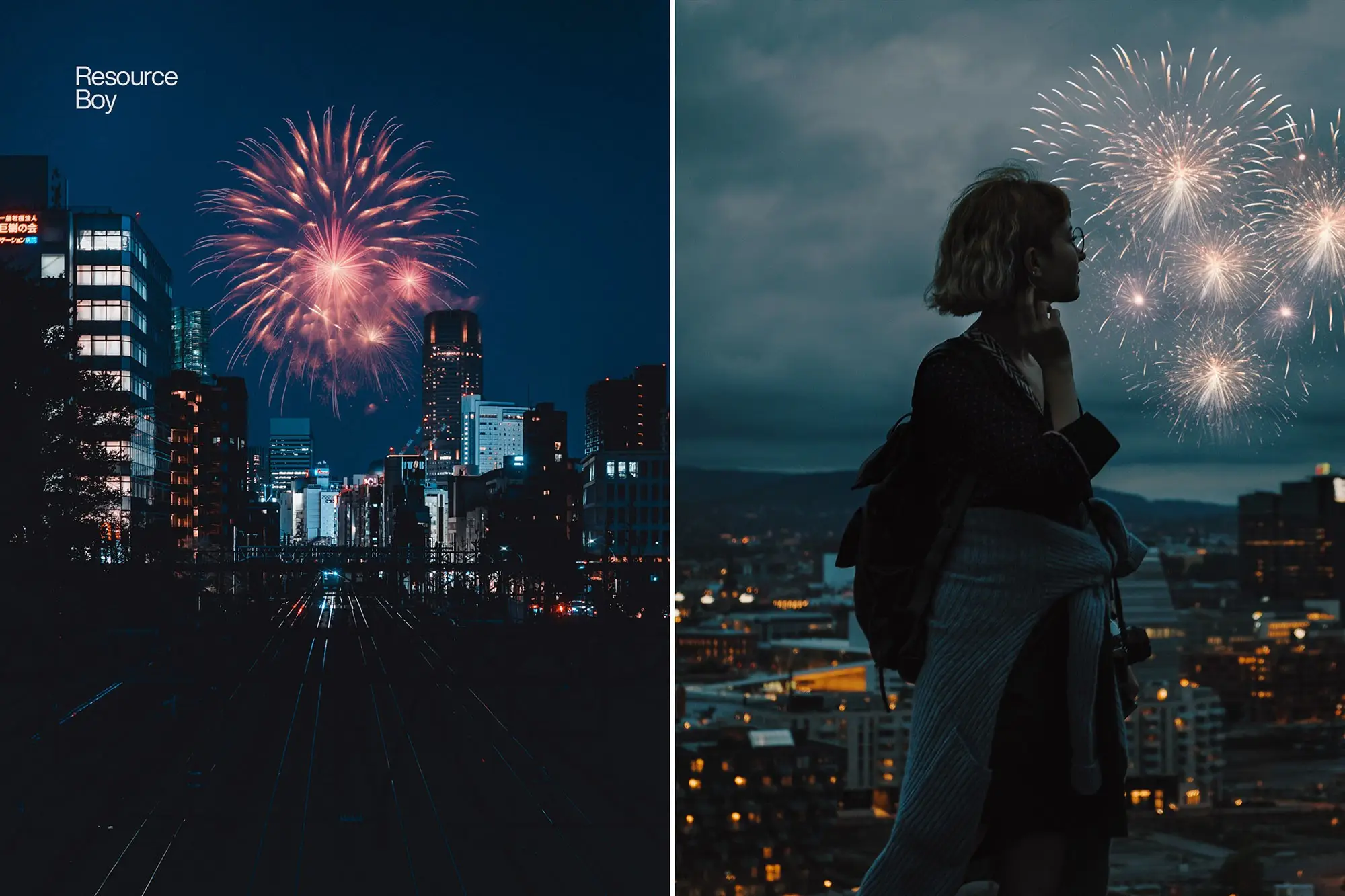 250 Firework Photo Overlays: Twinkle Bokeh & Gold Lights