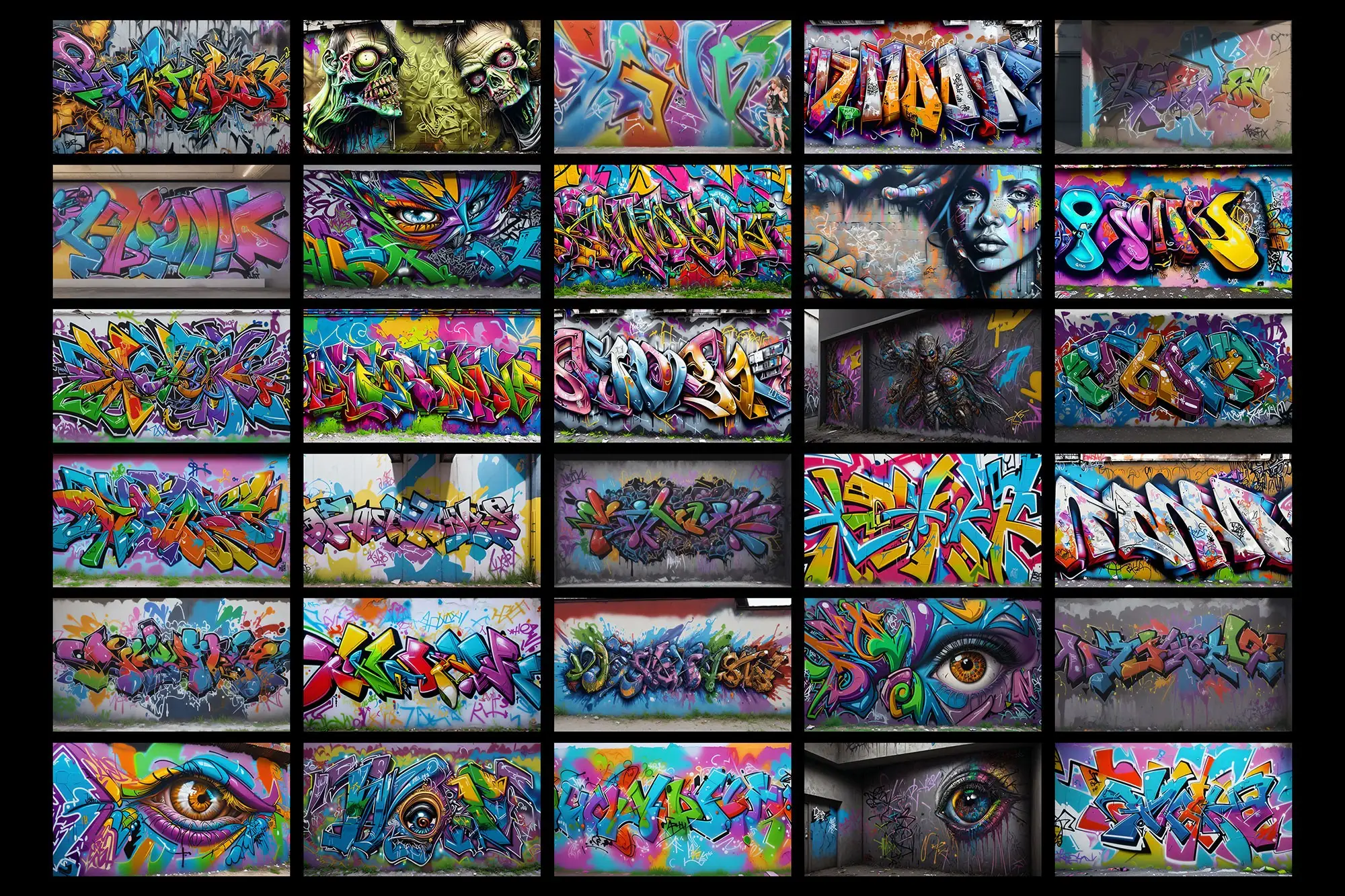 300 Graffiti Backgrounds for Design Projects