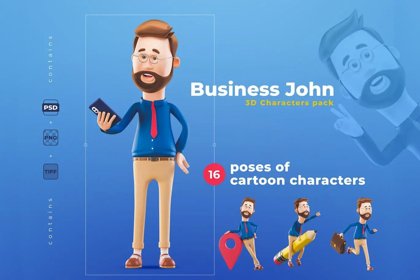 3D Business Characters Set - Customizable 3D Assets
