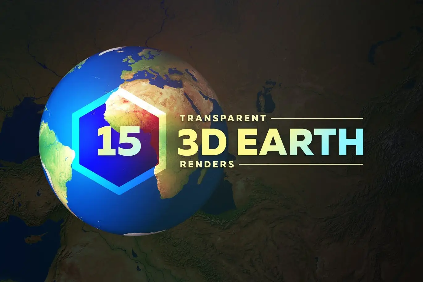 3D Earth Render Without Clouds - High-Resolution PNG Files