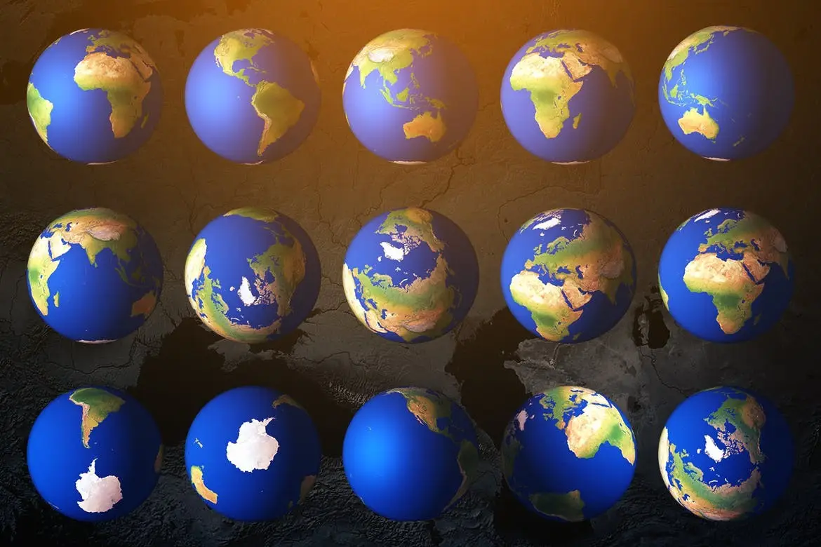 3D Earth Render Without Clouds - High-Resolution PNG Files