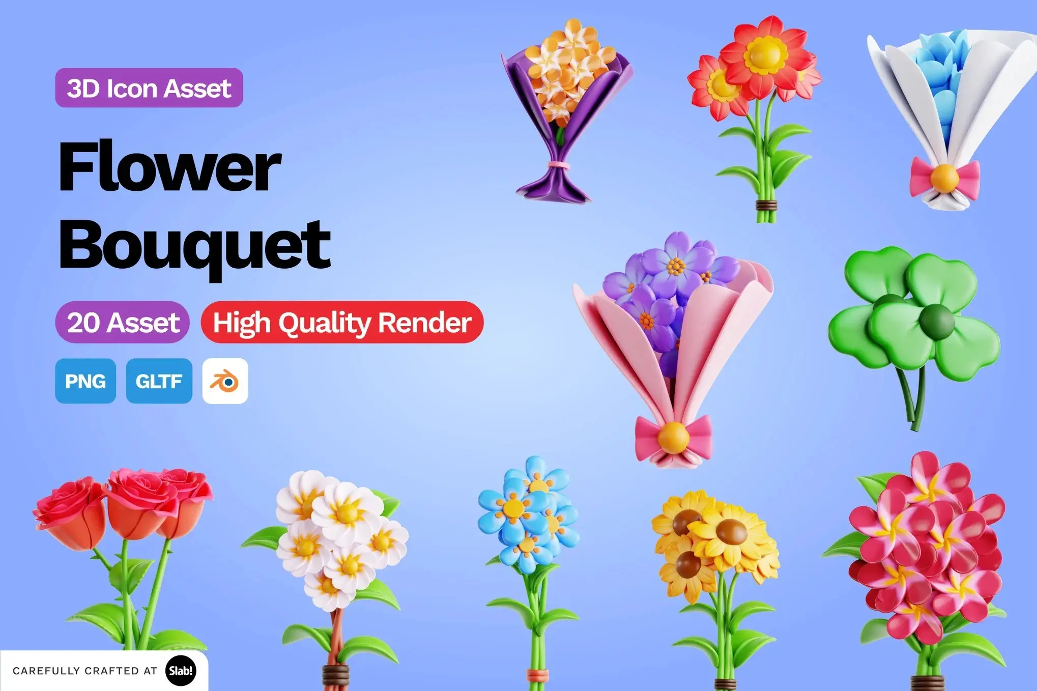 3D Flower Bouquet Icon for Stunning Designs