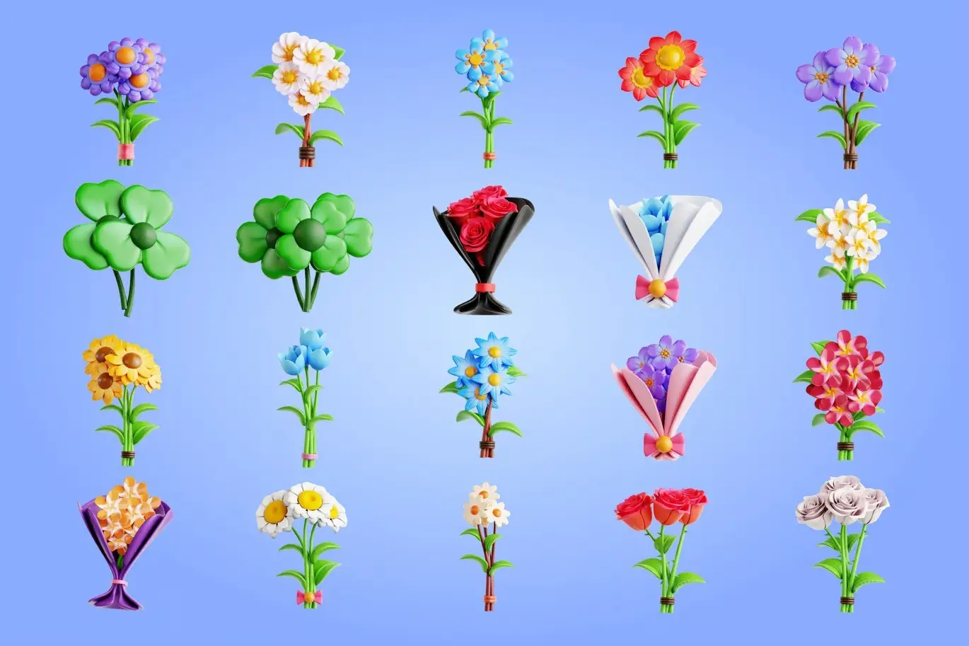 3D Flower Bouquet Icon for Stunning Designs