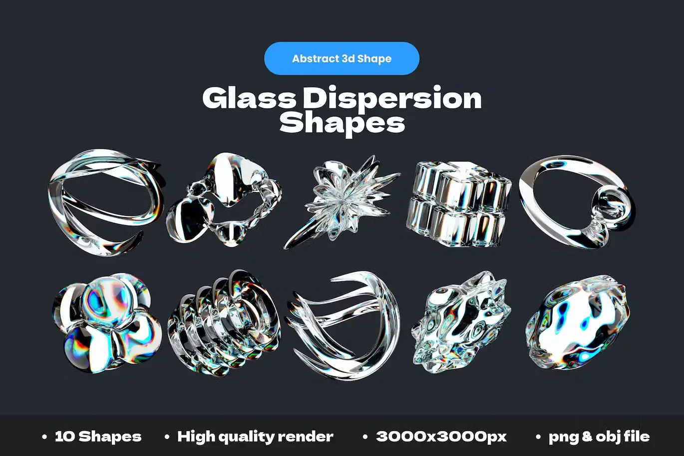 3D Glass Dispersion Vol. II - Stunning Digital Design Assets