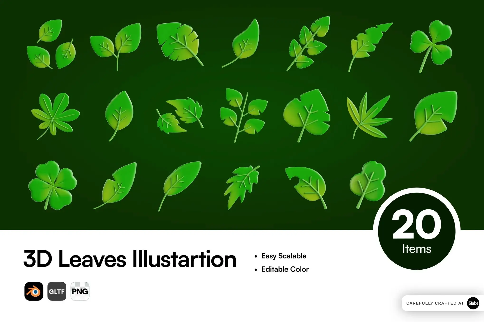 3D Leaves Illustration for Creative Projects