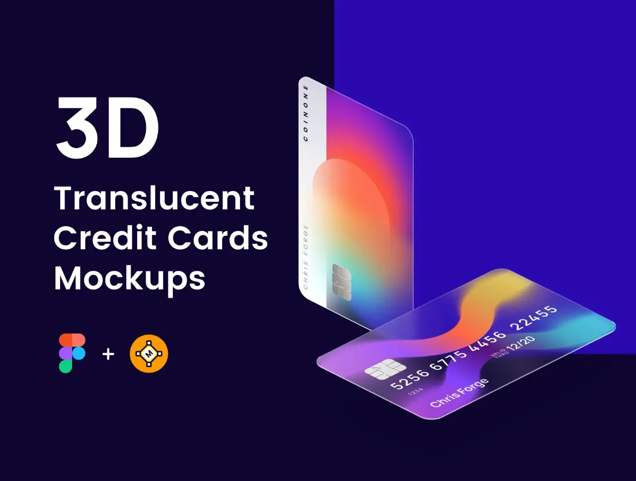 3D Translucent Credit Cards Mockups for Figma