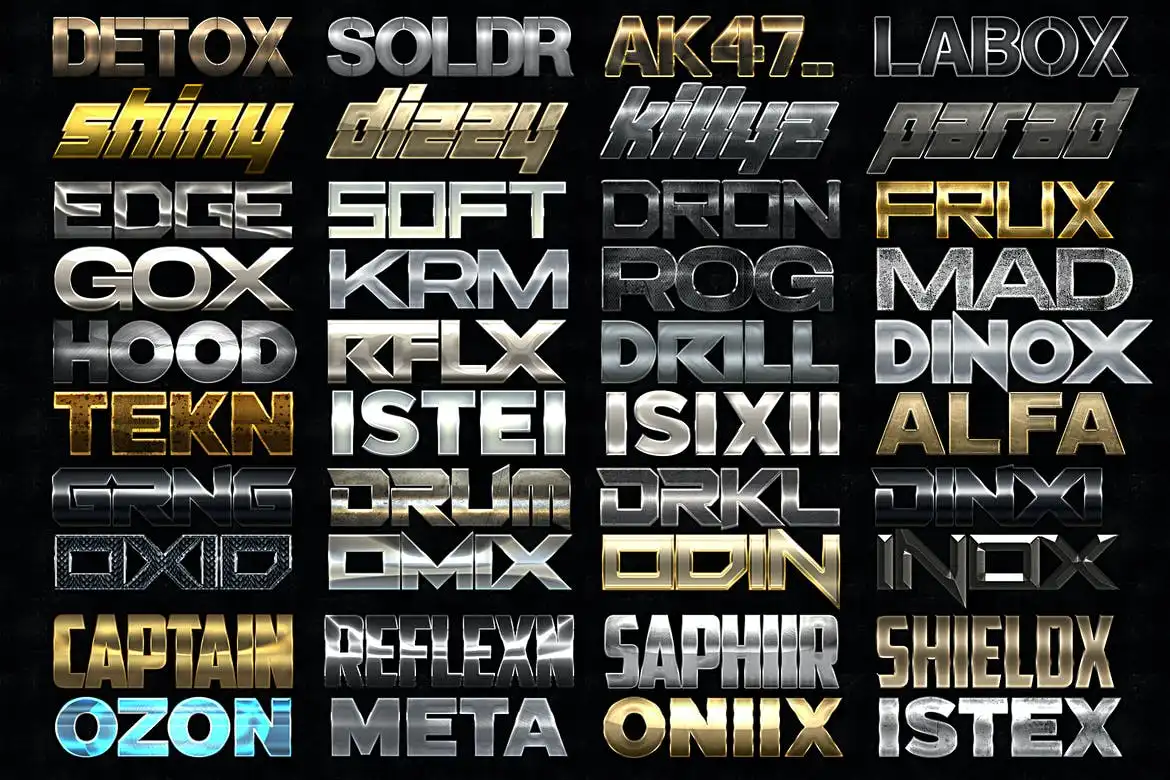 40 Metal Text Effects for Photoshop