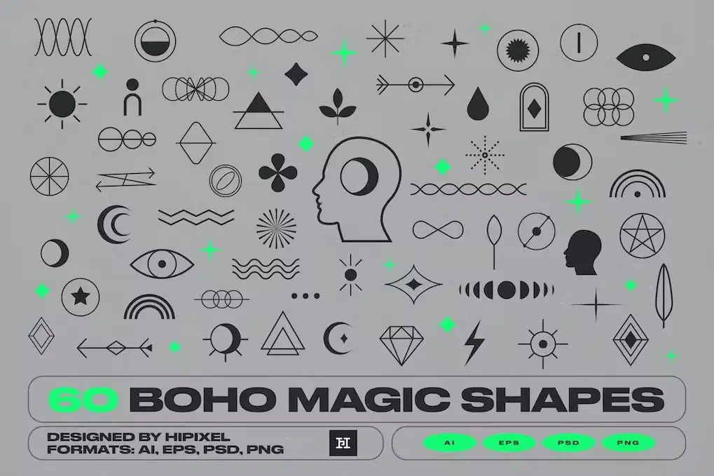 60 Boho Shapes - Elevate Your Designs