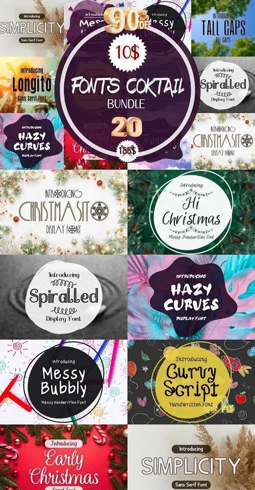 Fonts Cocktail Bundle – 20 Unique Fonts