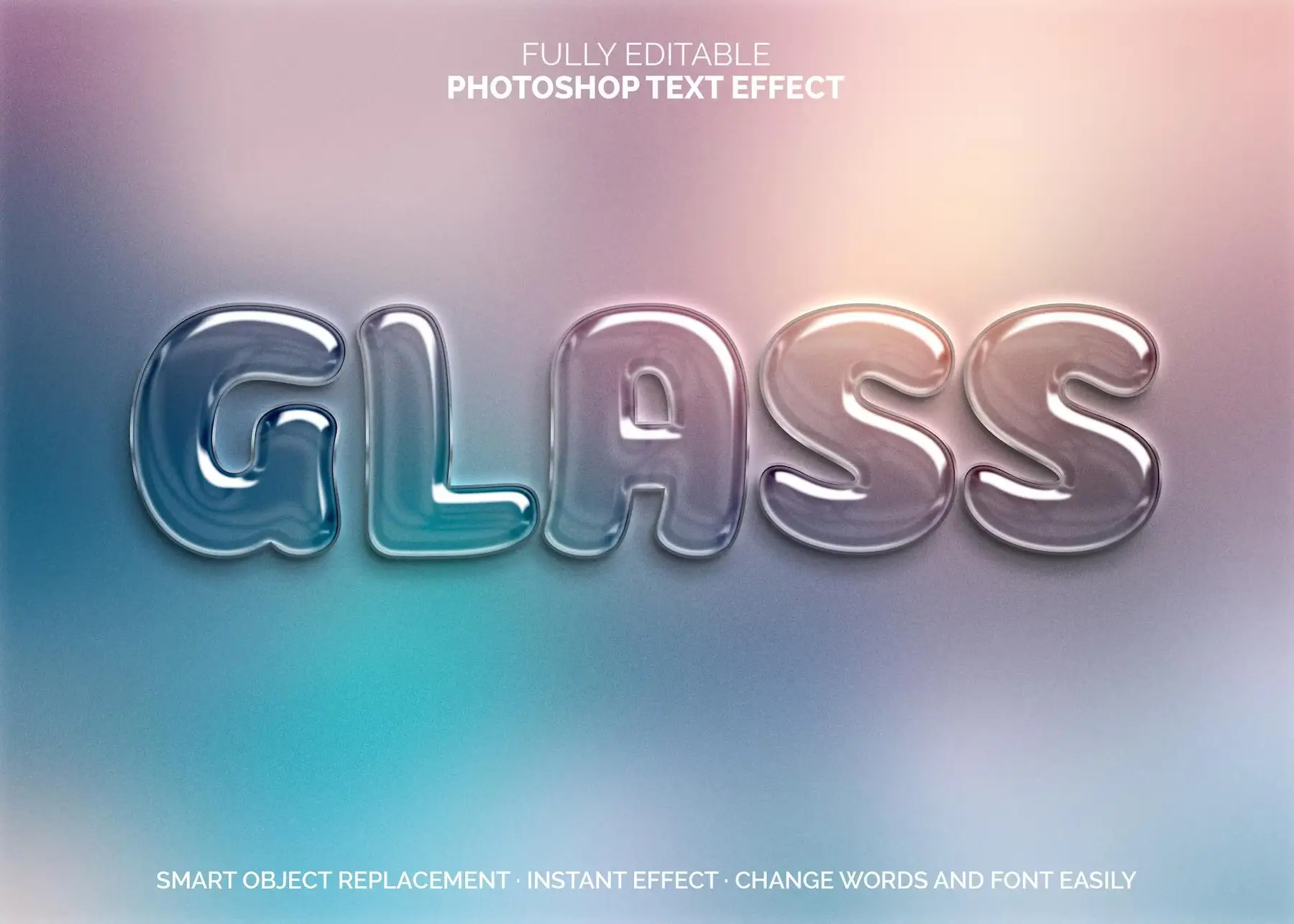 Glass Text Effect for Adobe Photoshop