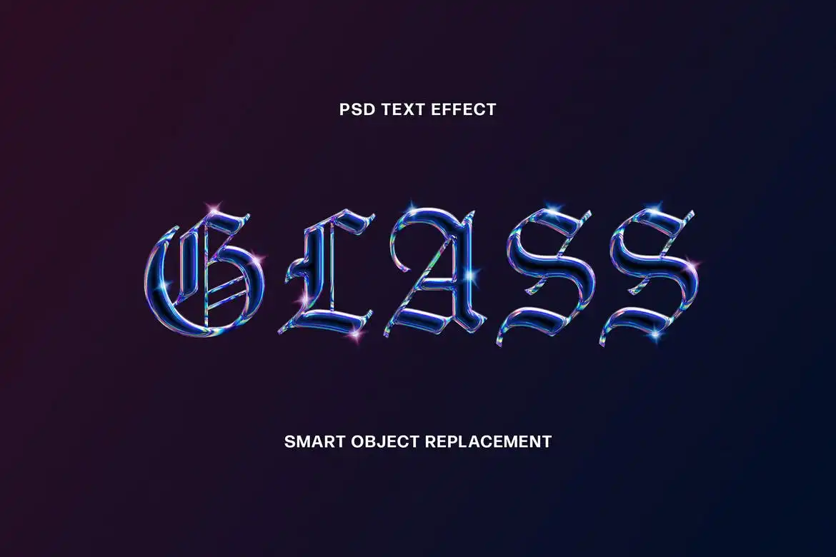 Holographic Glass Text Effect for Adobe Photoshop