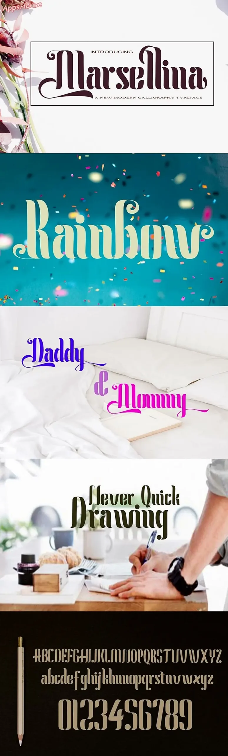 Marsellina Calligraphy Typeface Font