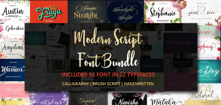 Modern Script Font Bundle - Elegant Typography