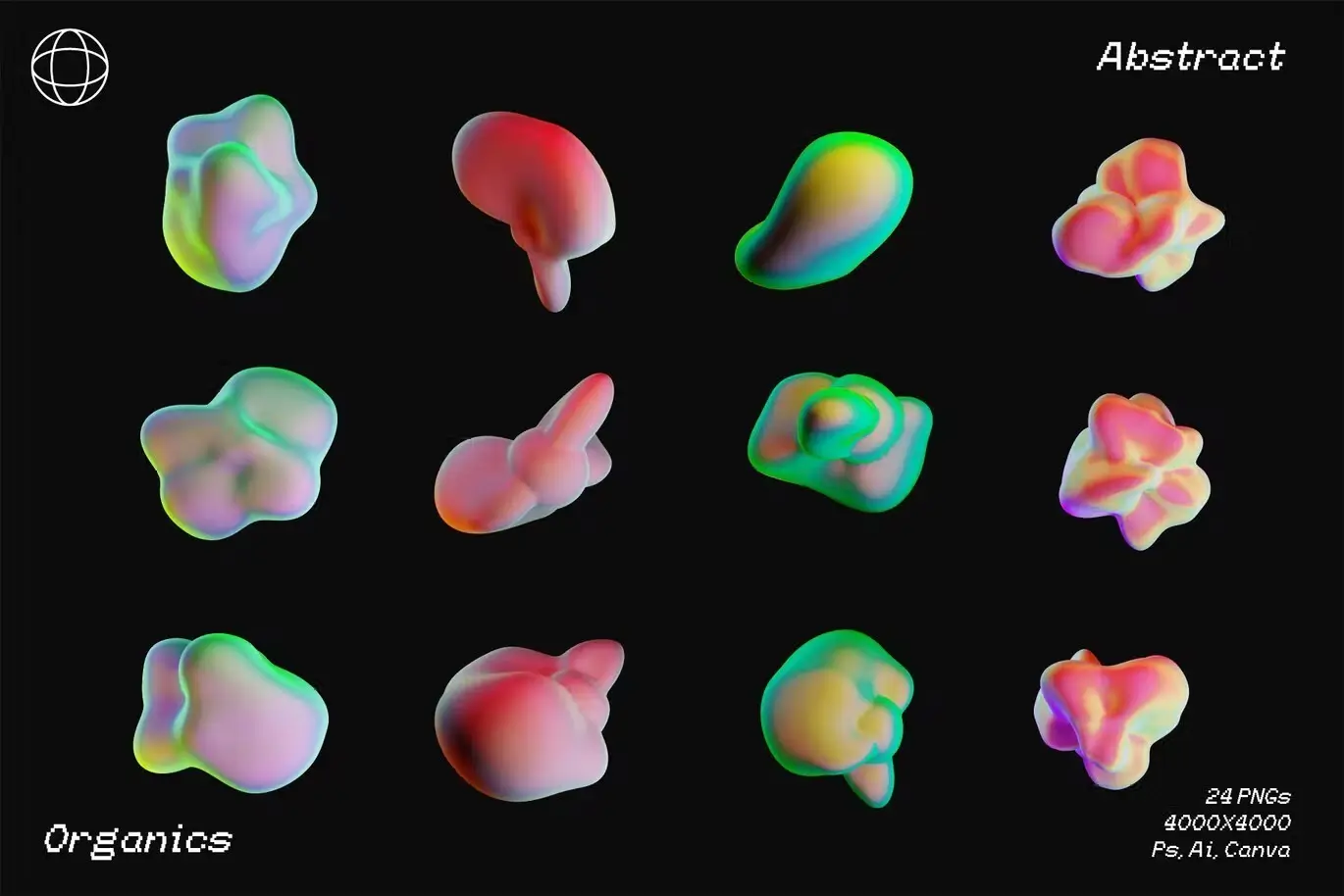 Abstract 3D Gradient Shapes Bundle