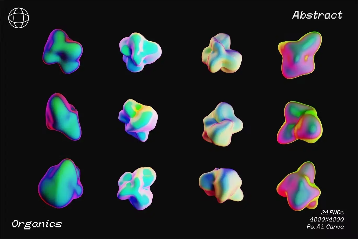 Abstract 3D Gradient Shapes Bundle