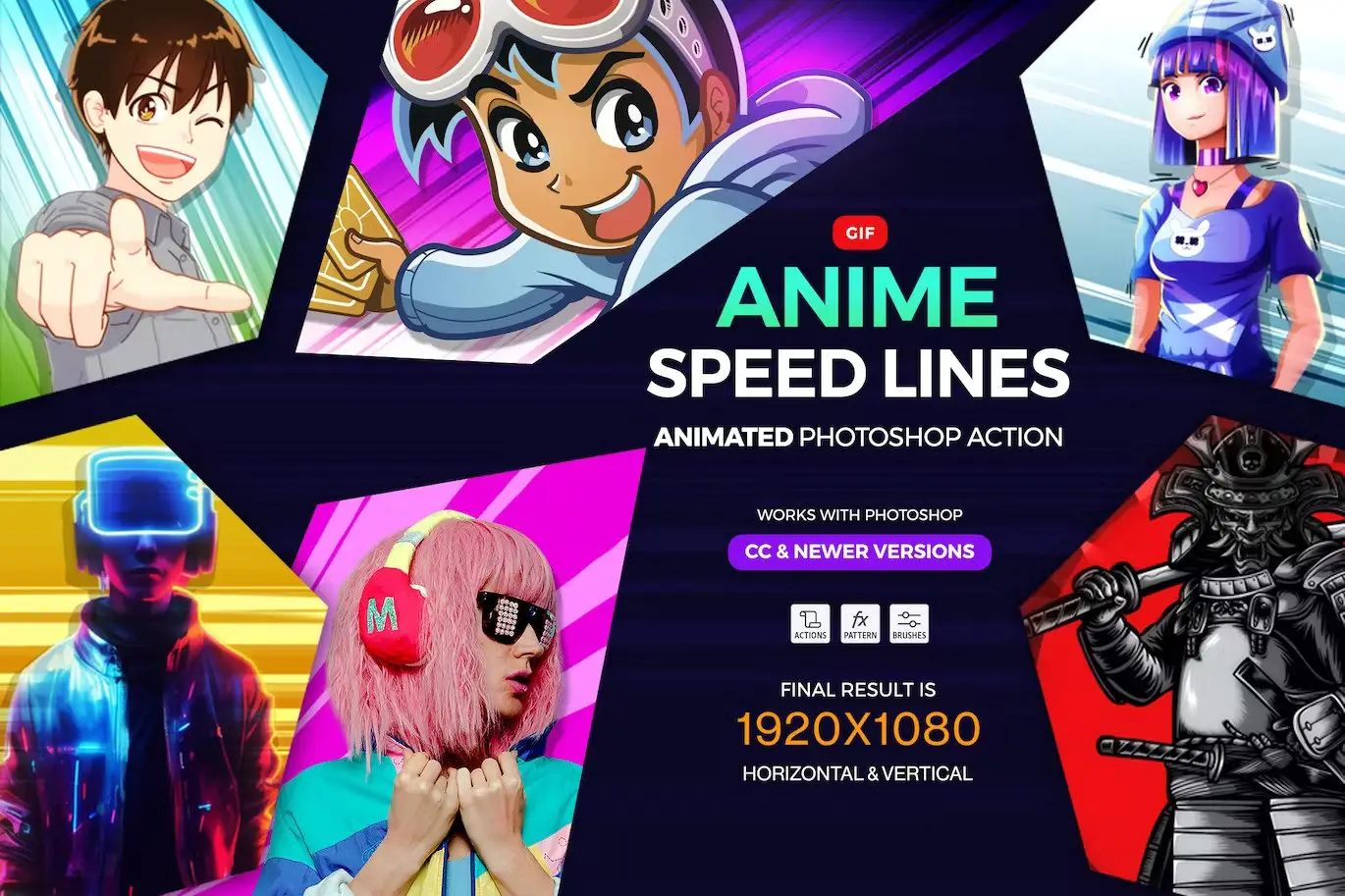 Anime Speed Lines Photoshop Action - Animated Effects