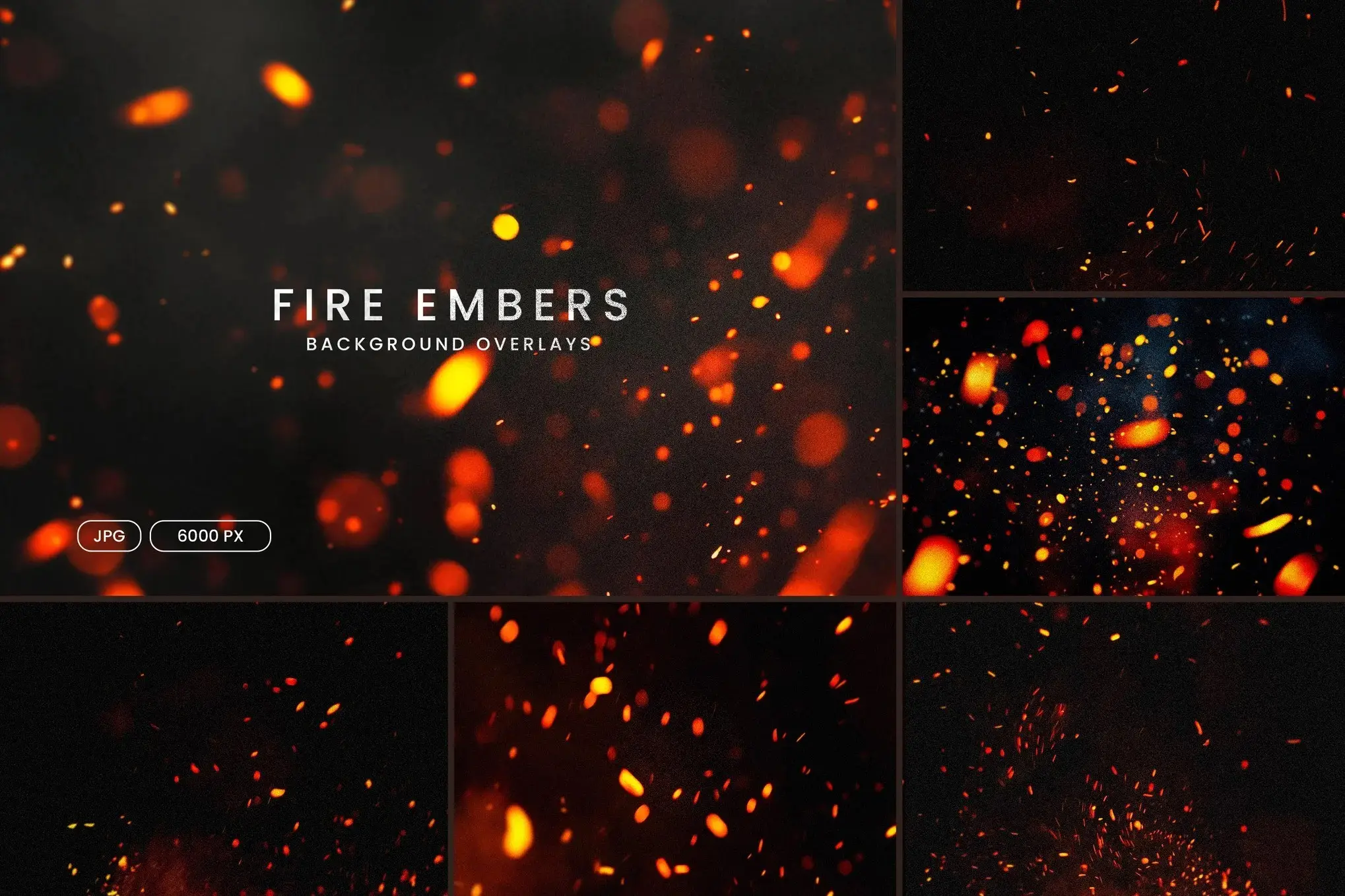 Black and Orange Fire Ember Overlay Backgrounds
