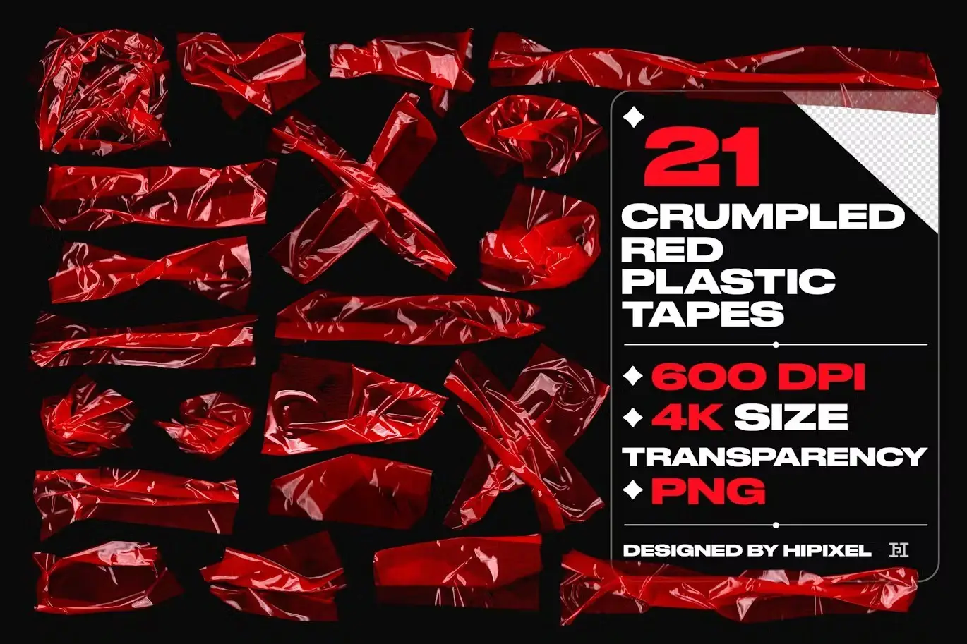 Crumpled Red Plastic Tapes for Stunning Designs