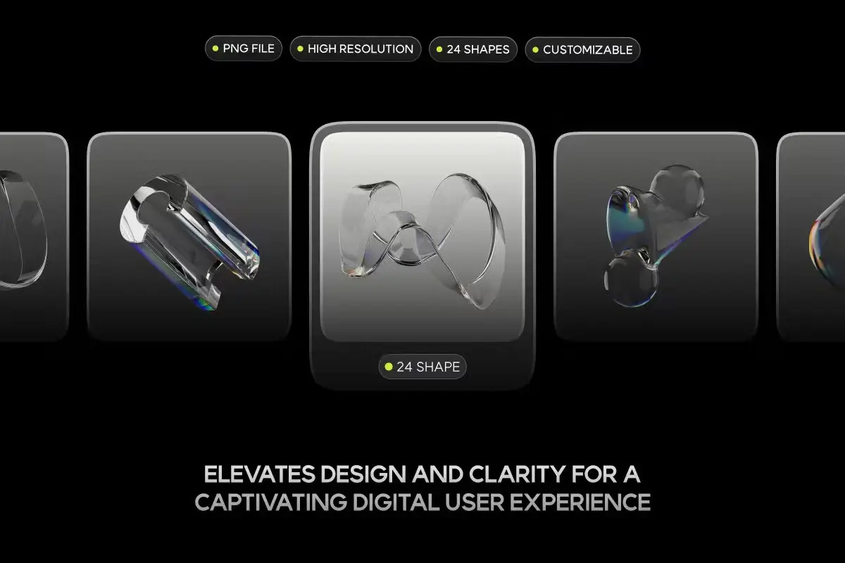 Dispersion 3D Glass Shapes Pack - Elevate Your Designs