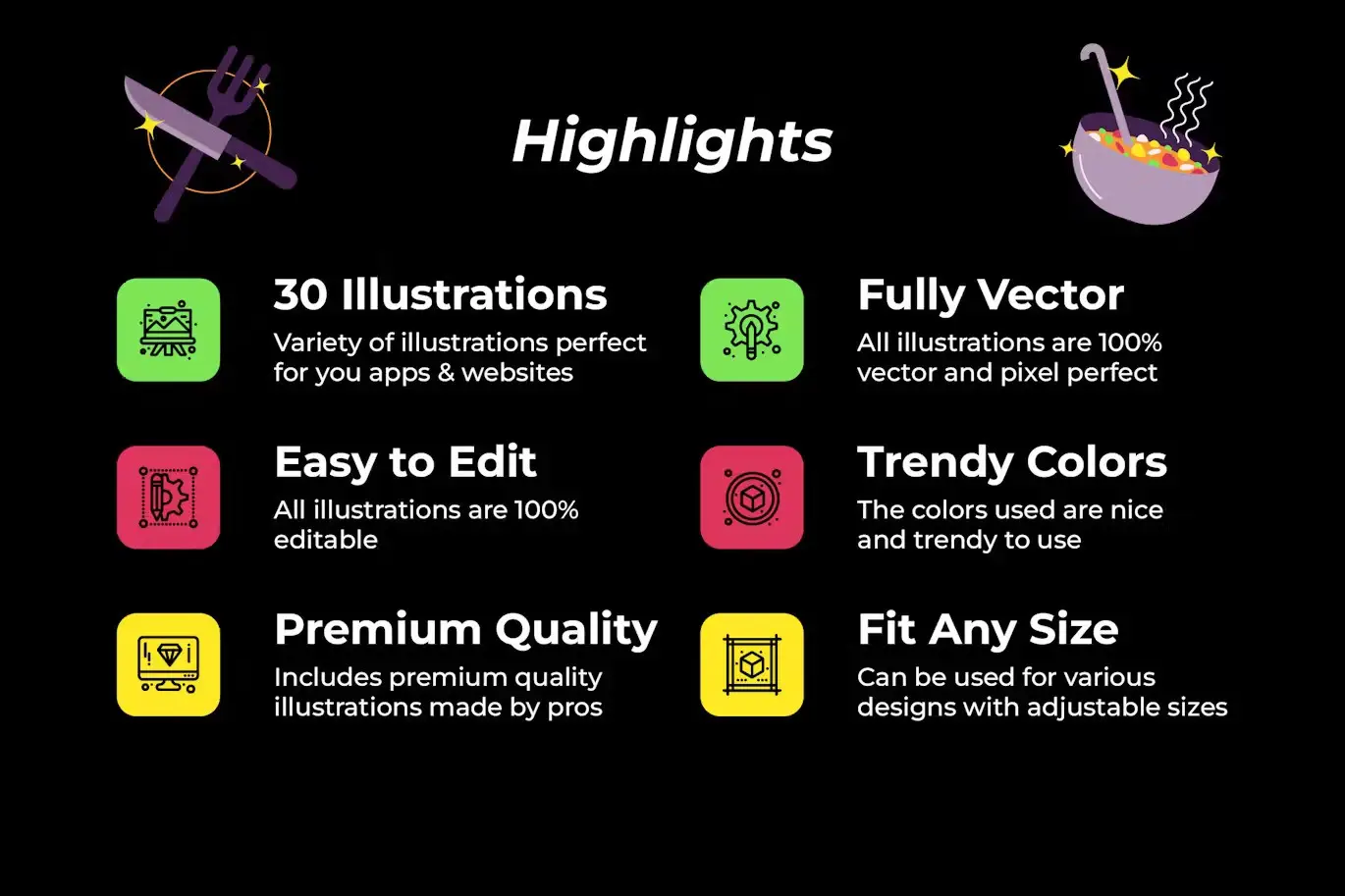 Flat Design Chef & Kitchen Character Illustrations