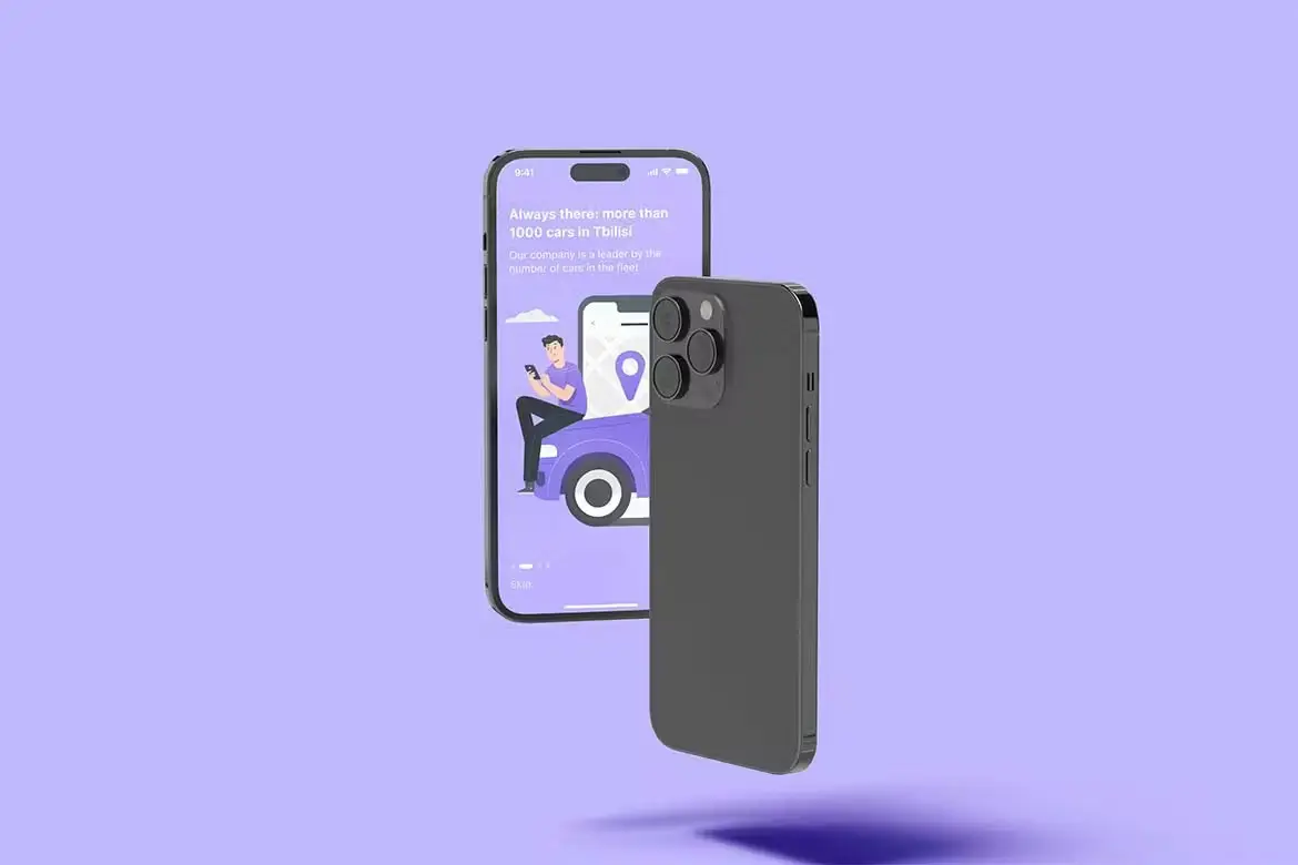 High Quality Floating Phone 14 Screen Mockup