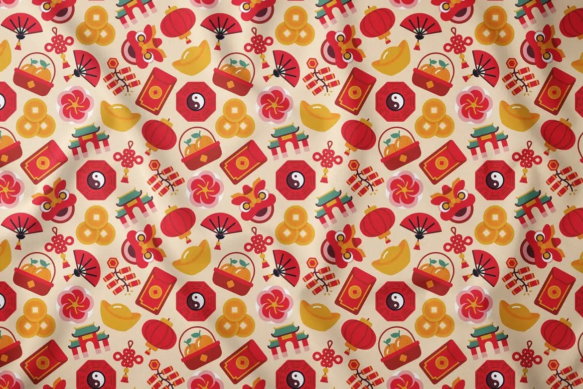 Iconic Lunar New Year Seamless Pattern