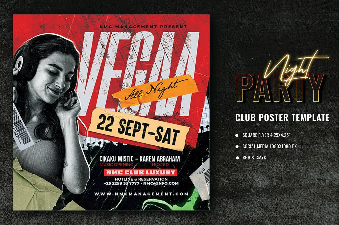 Neon Club Party Poster Template for Vibrant Promotions
