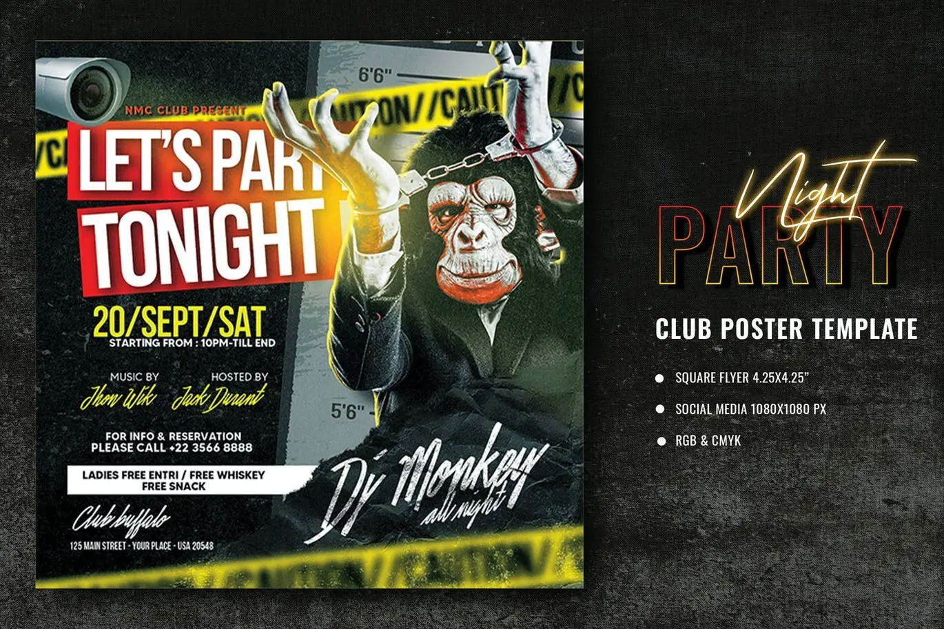 Neon Club Party Poster Template for Vibrant Promotions