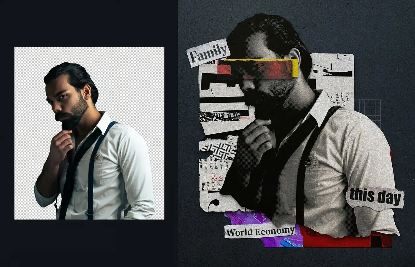 Paper Collage PSD Template for Stunning Visuals