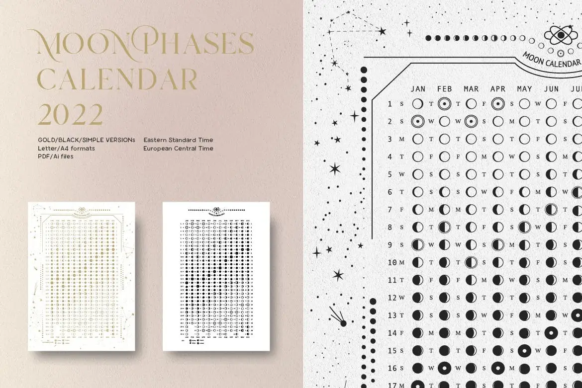 Printable 2022 Moon Phases Calendar