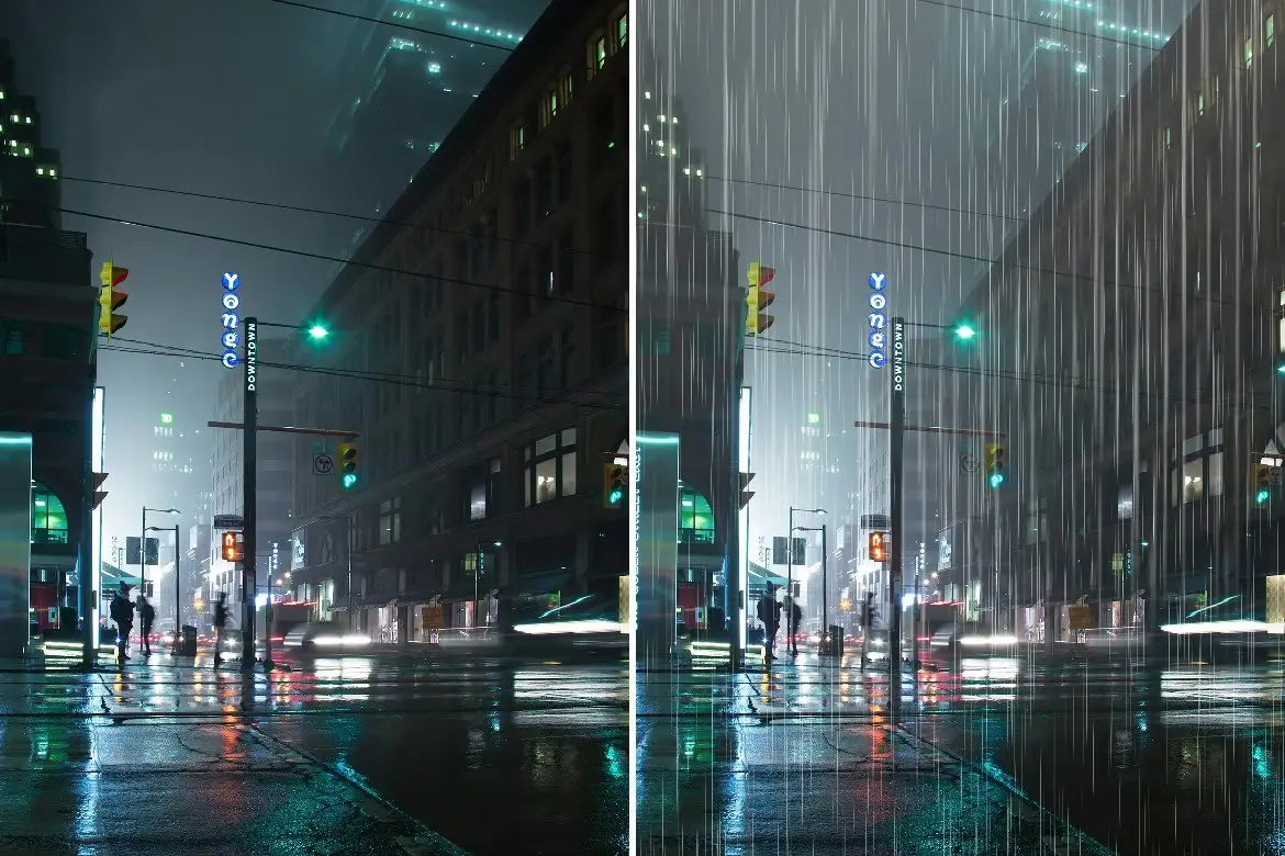 Rain Fall Overlays - Realistic Effects for Your Photos