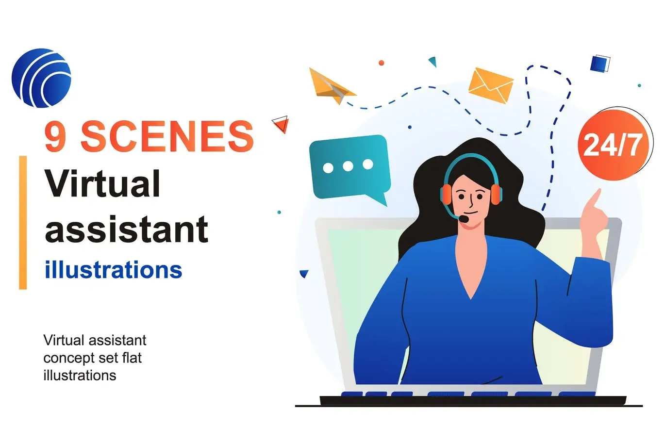 Virtual Assistant Web Scenes Set - Enhance Your Digital Projects