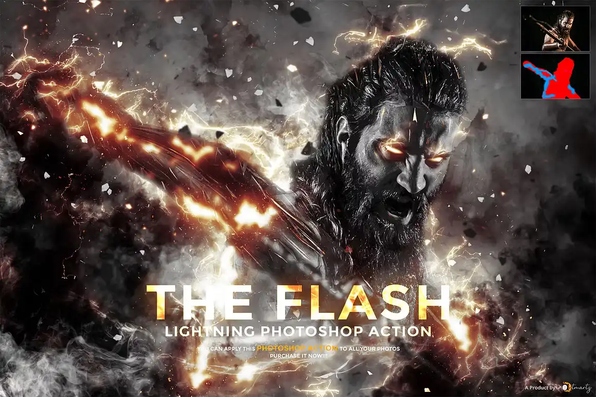 The Flash – Lightning Photoshop Action - Brushes Pack