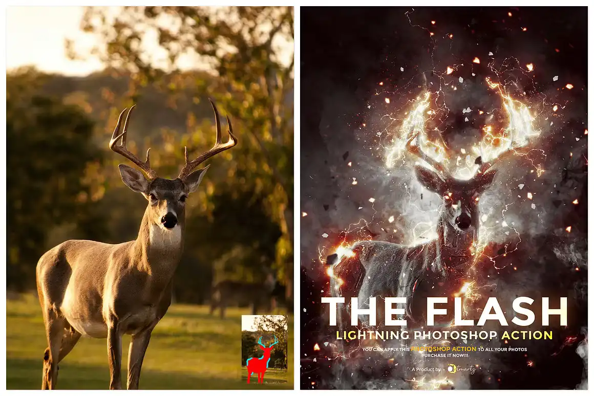 The Flash – Lightning Photoshop Action - Brushes Pack